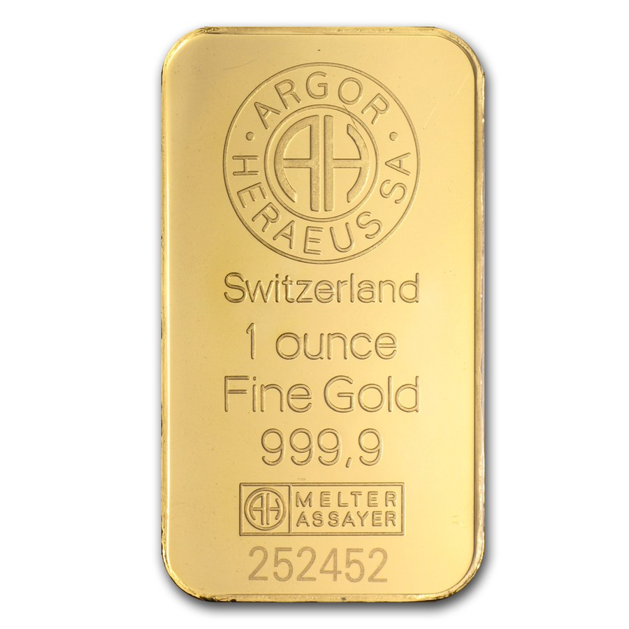 Argor-Heraeus Lingote 1 onza Oro Puro .9999 con Certificado ...