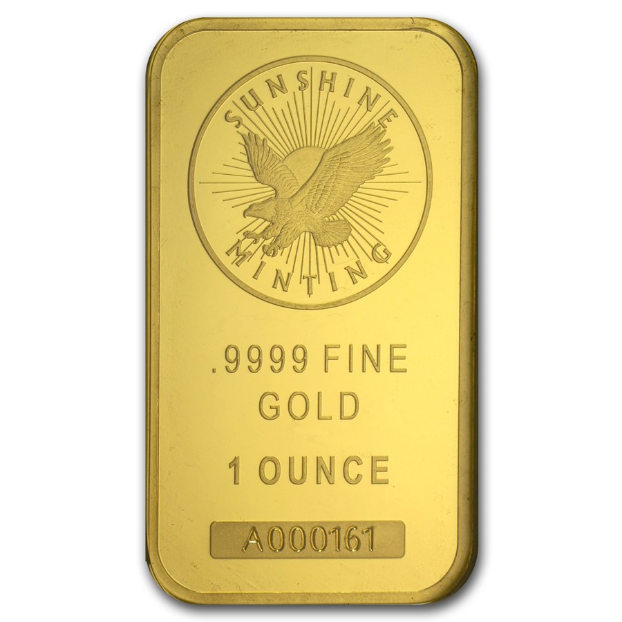 Sunshine Mint Lingote 1 onza Oro Puro .9999 con Certificado ...